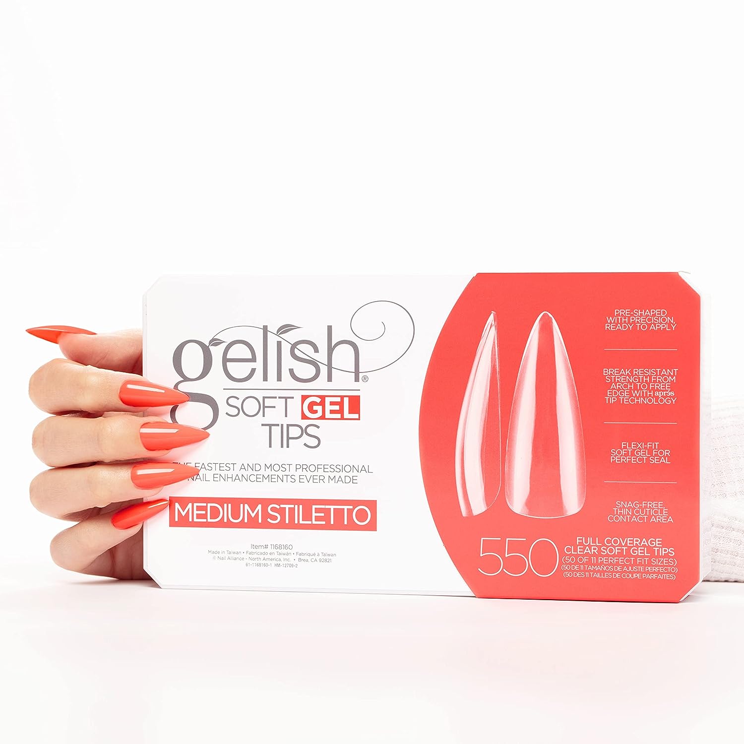 Gelish Soft Gel Tips 550 Unidades Medium Stiletto - Sally
