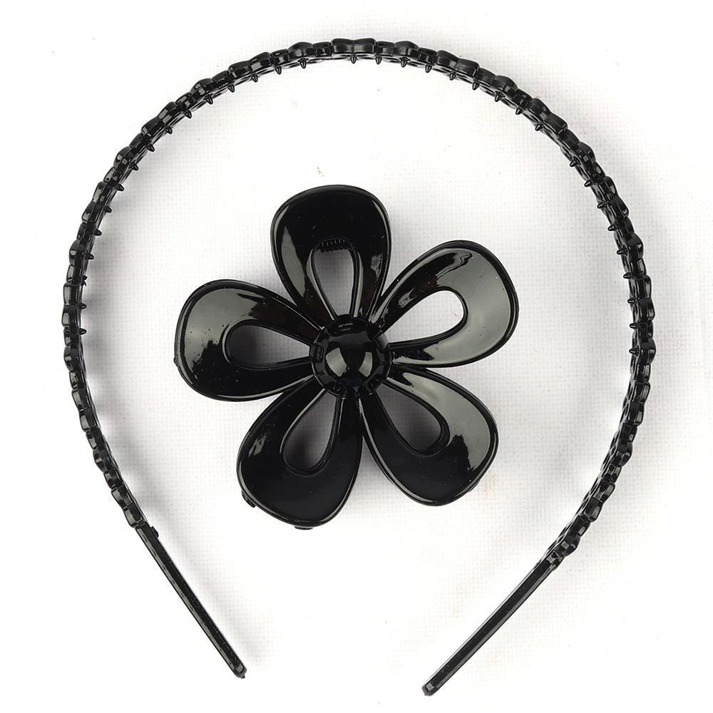 Mariposa de Flor y Diadema con Flores a Juego color Negro - Sally